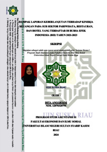 DAMPAK LAPORAN KEBERLANJUTAN TERHADAP KINERJA KEUANGAN PADA SUB SEKTOR PARIWISATA, RESTAURAN ...